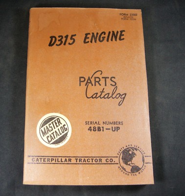 Caterpillar CAT D315 Engine Parts Manual Book Catalog S/N 48B1 Up OEM ...