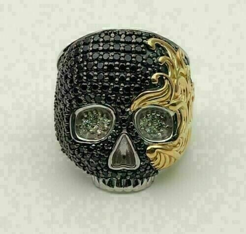 2.60Ct Round Cut Lab Created Diamond Men's Skull Ring 14k Two Gold ...
