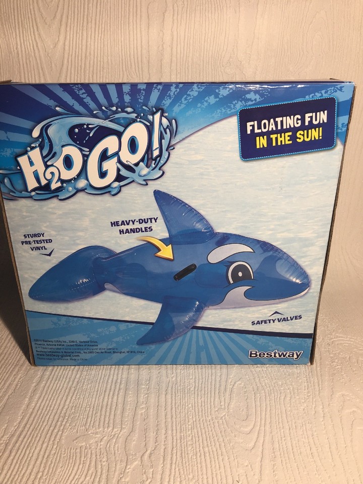 Bestway Inflatable 62" Large Whale Kids Ride-On Swimming Pool Floating ...