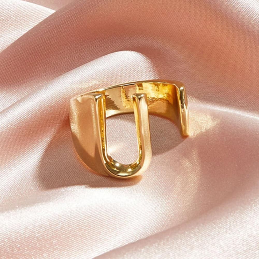 Open Finger Rings Brass Hollow Initials Name Ring Casual Letters ...