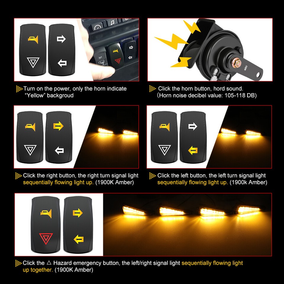 UTV Turn Signal Kit Horn Switch Plug Play Street Legal For Can-Am ...