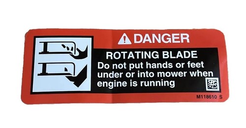 John Deere 318 Mower Deck Decal Danger Rotating Blade | eBay