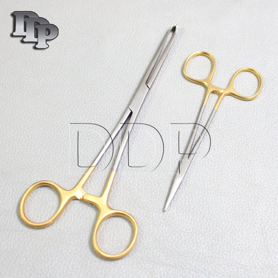 2 GOLD SUTURE KIT MOSQUITO 5" STR + ALLIS TISSUE FORCEPS 7.5" 5X6 T | eBay