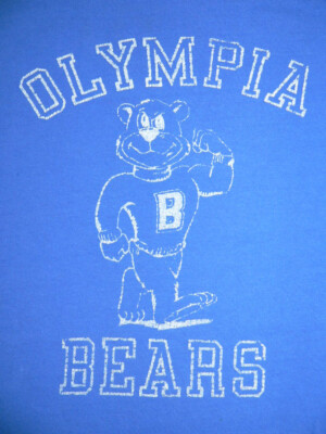 VTG 90S T SHIRT L OLYMPIA BEARS HIGH SCHOOL HS OLY HAMM'S BEER SINGLE ...