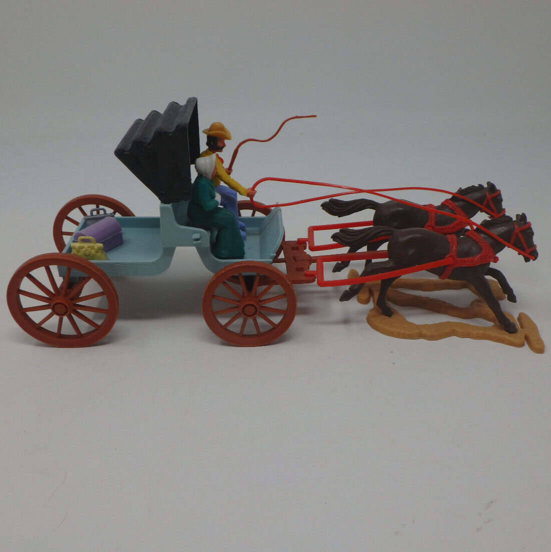 Series 3, Timpo Swoppet Western Buggy Dark Brown Horses & Red Livery ...