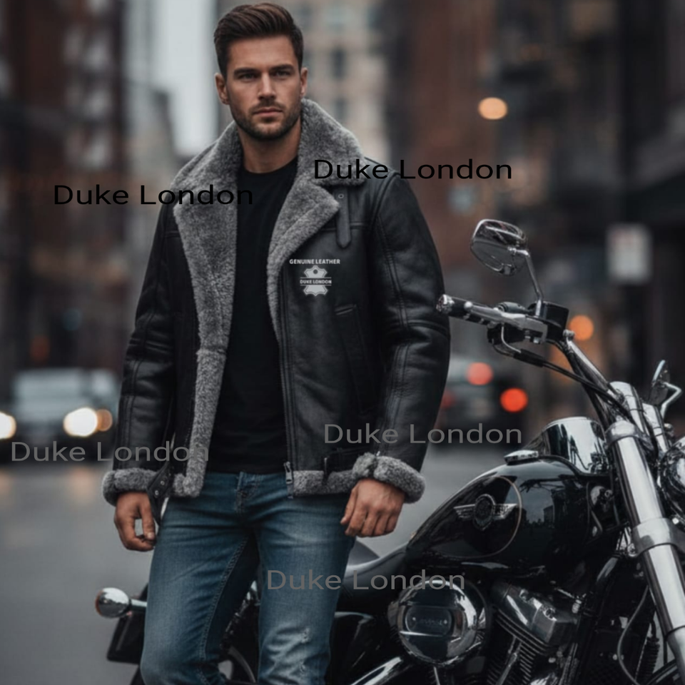 Men’s B3 Raf Real Sheep Skin Leather Jacket Aviator Flying Pilot Coat ...