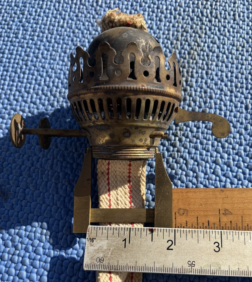 Antique Made in England Oil Lamp Duplex Brass Burner Double Wicks 1 1/2 ...