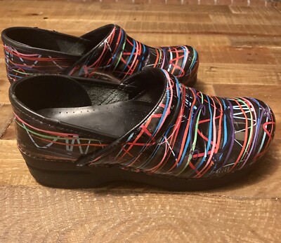 Dansko 39 Womens Professional Clogs Colorful Streamers Patent Leather ...