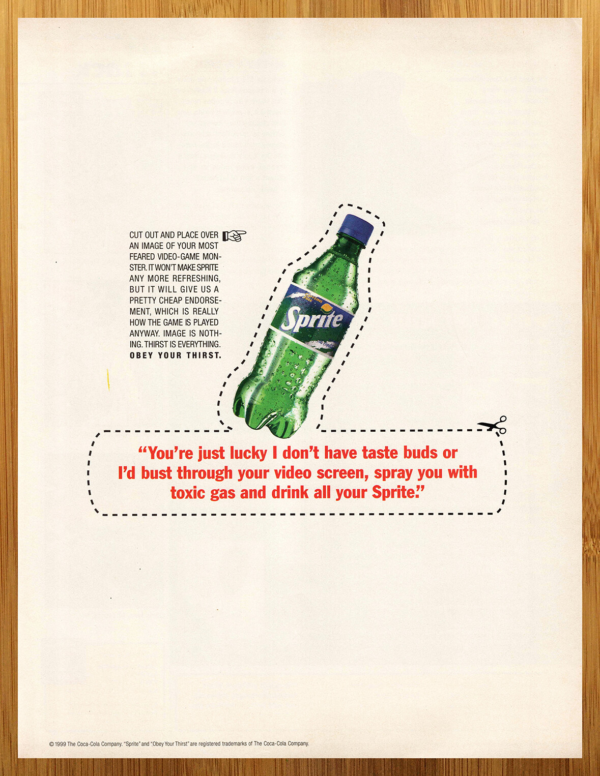 1999 Sprite Soda Print Ad/Poster Video Games Coca Cola Pop Art Man Cave ...