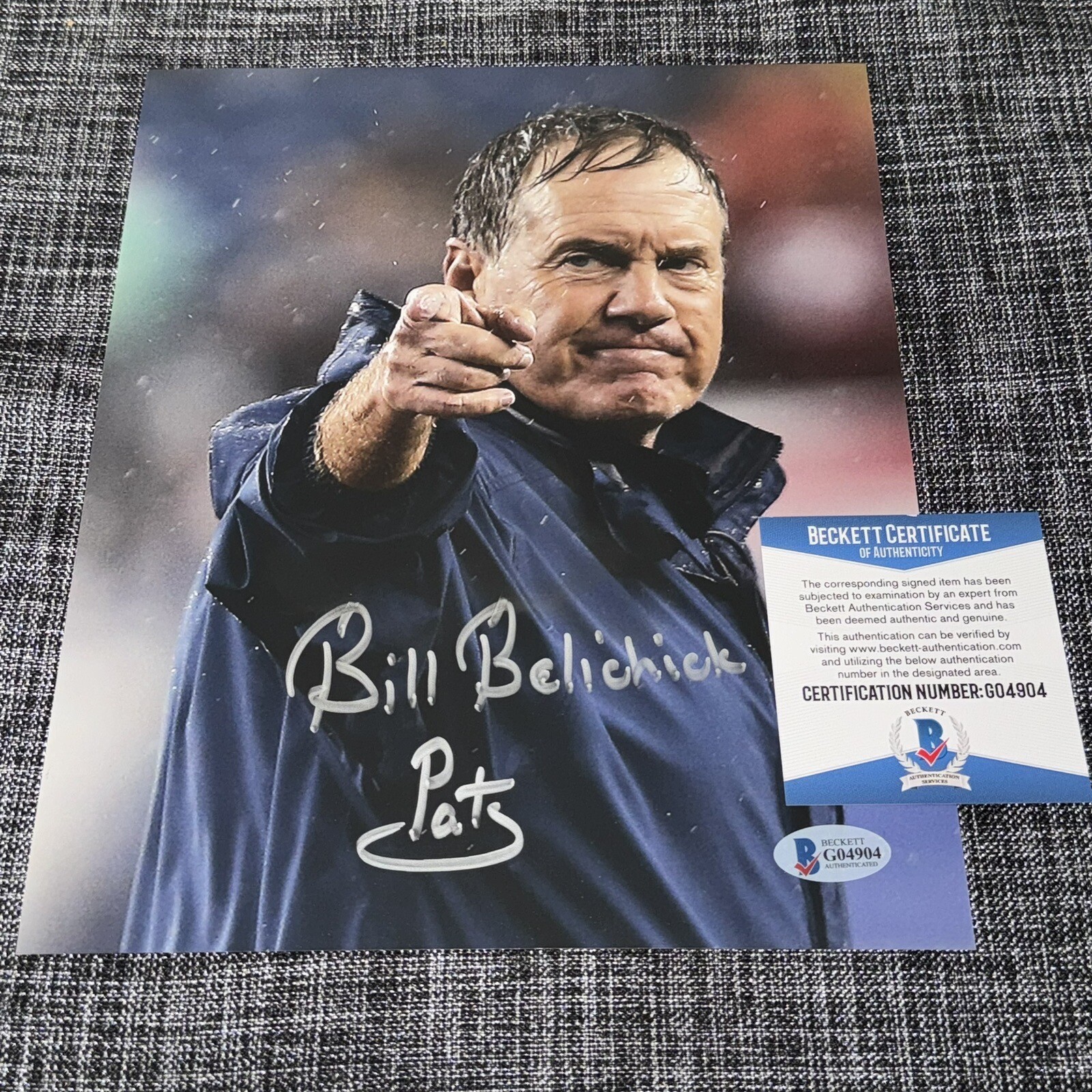 BILL BELICHICK SIGNED AUTOGRAPH 8X10 PHOTO NEW ENGLAND PATRIOTS BECKETT ...