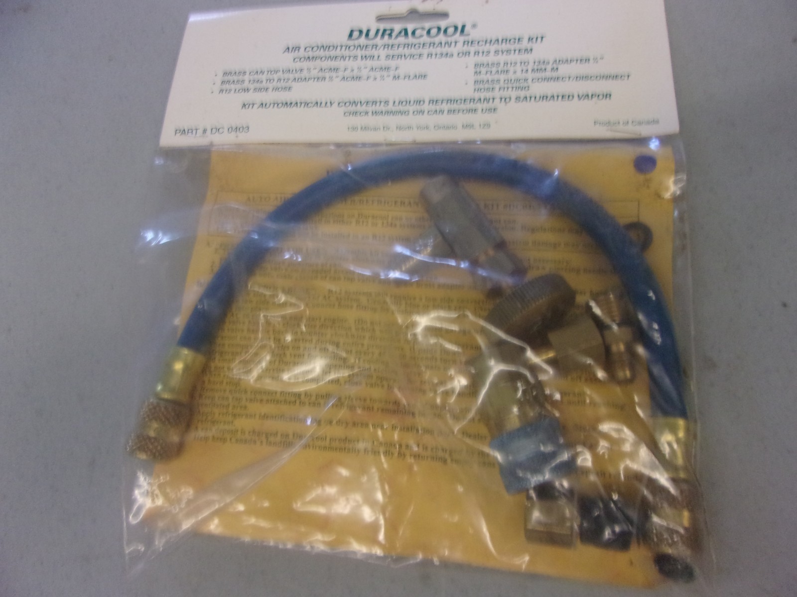 DURACOOL AIR CONDITIONING DC 0403 RECHARGE KIT R134A OR R 12 SYSTEM ...