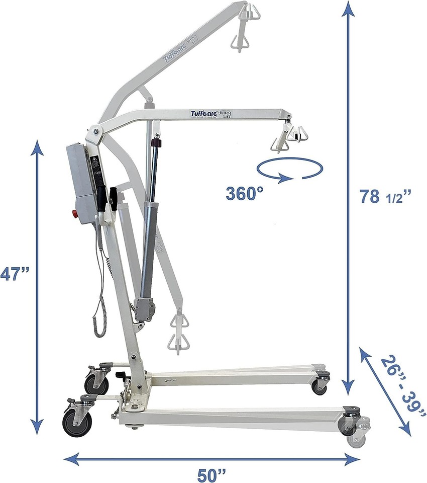 Tuffcare Electric Patient Lift - Rhino Lift with Manual Low Base (Lift ...