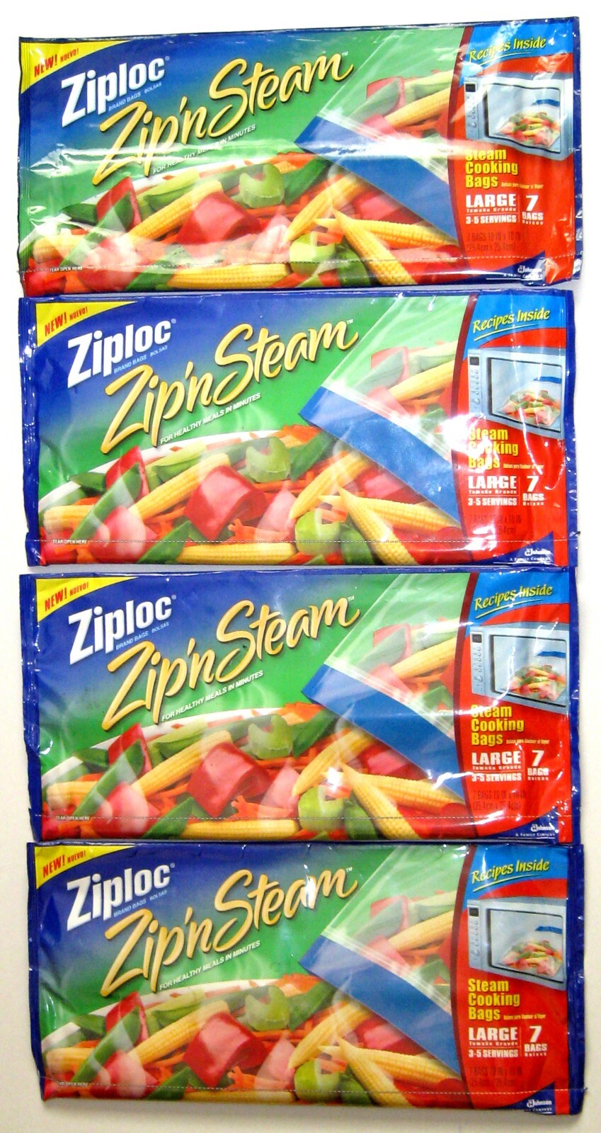 Ziploc Zip n Steam LARGE Cooking Microwave Bags NEW Lot of 4 - 28 Bag ...
