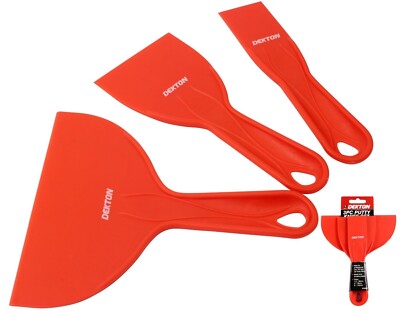 Dekton 3pc Plastic Scraper Set Spatula Putty Knife Spreader Filler ...