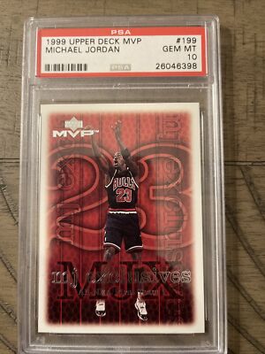 1999 Upper Deck MVP MICHAEL JORDAN MJ Silver Exclusives #199 PSA 10 GEM ...