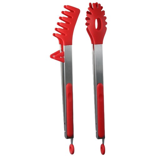 2 pcs Stainless Steel Spaghetti Clip with Bracket Silicone Lo Mein Clip ...