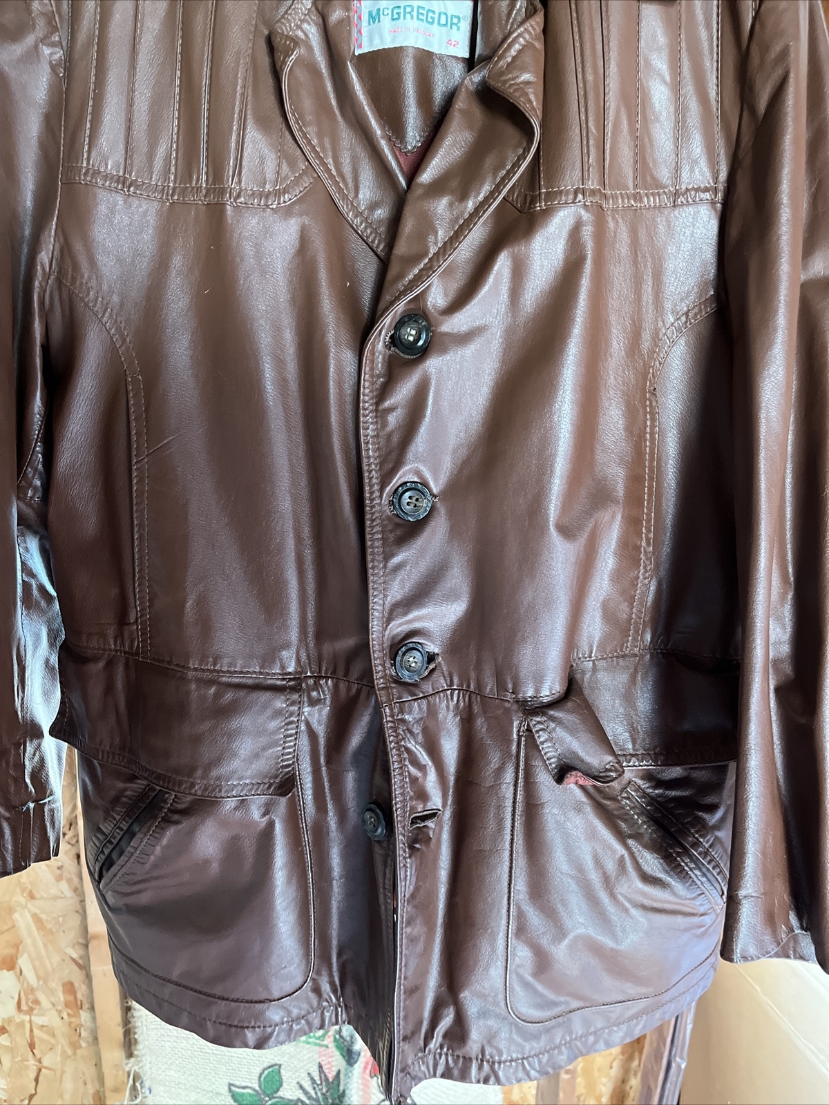 Vintage McGregor Brown Leather Jacket Size 42 Made in… - Gem