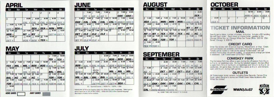 1992 CHICAGO WHITE SOX POCKET SCHEDULE - GOOD GUYS WEAR BLACK ON FRONT ...