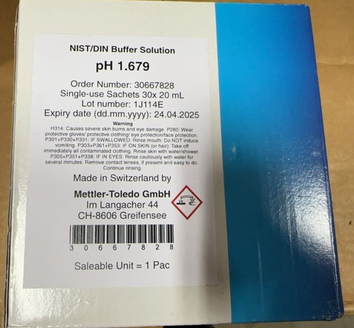 NIST/DIN buffer pH 1.679 30x20mL, Mettler-Toledo GmbH, 30667828 | eBay
