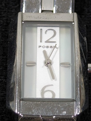 Vintage Fossil Silver Tone Dial Rectangle Case Bracelet Band Watch | eBay