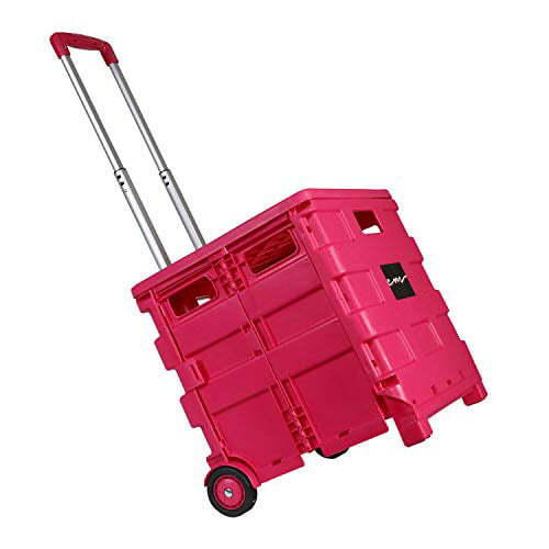 E&M Plastic Rolling Cart Collapsible Storage Cart for Crafts & Supplies ...