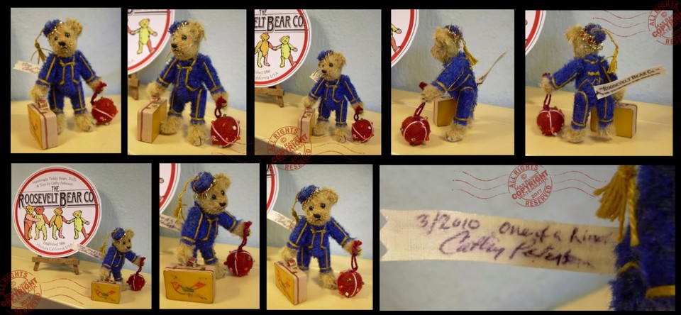 Miniature Bellhop TEDDY BEAR 2010 Cathy Peterson 3.75" Roosevelt Bear ...