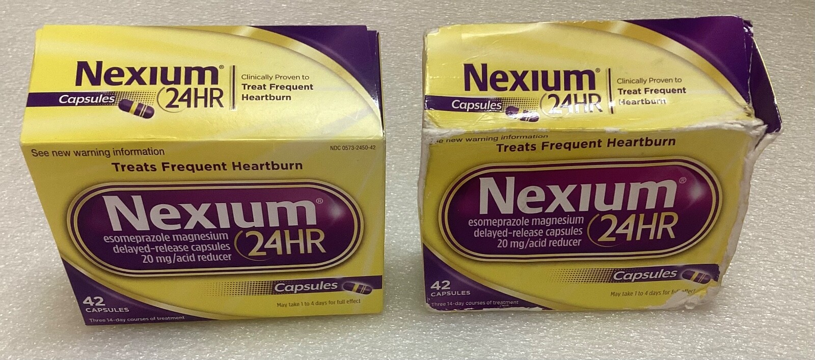 Nexium 24HR 42 Capsules Each, 20mg, Treats Frequent Heartburn (2 Boxes ...