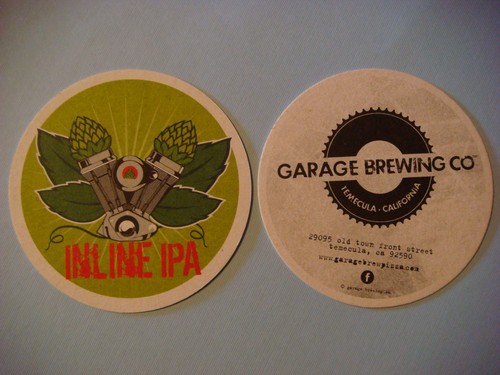Beer Coaster ~ GARAGE Brewing Inline IPA ~ Temecula, CALIFORNIA ...