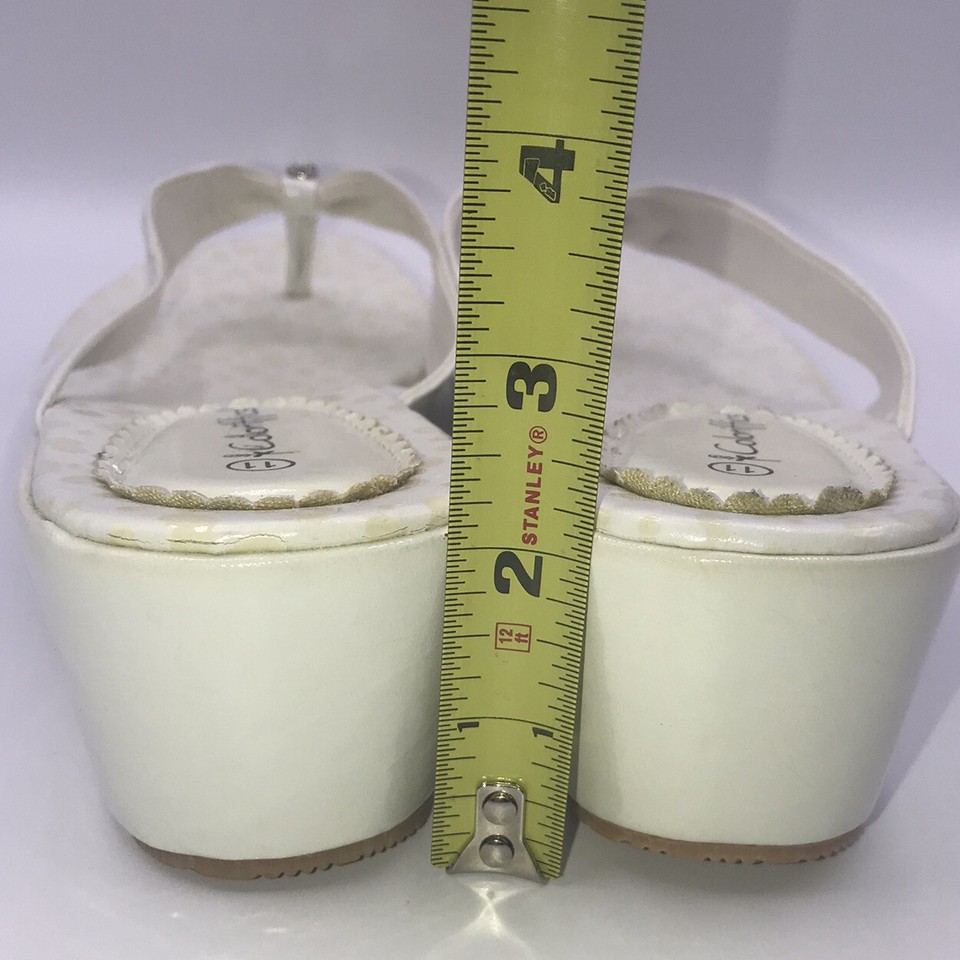 Coloriffics Brooke Sandals Size 11 Off White Smooth Wedge Rhinestone ...