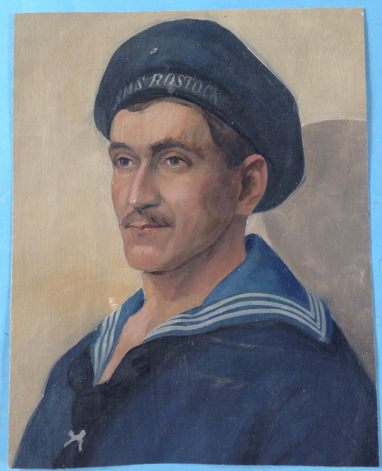 Ölgemälde Matrose Soldat Obermaat Kreuzer SMS Rostock D. Kaiserliche ...