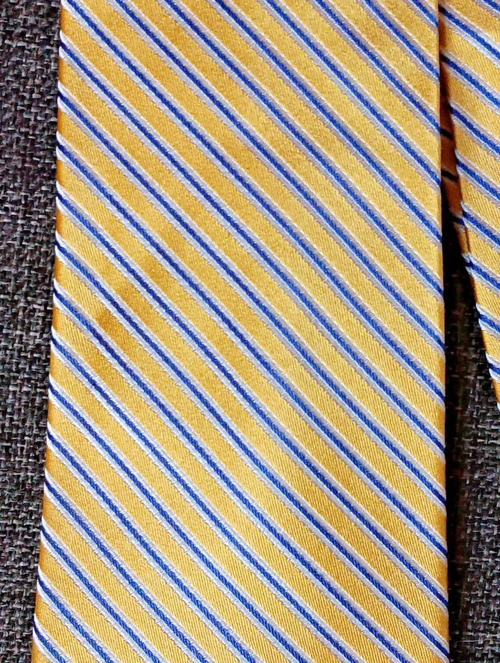 Tie 70s 80s 90s Y2K Mens Izod Yellow Gray White Striped 3.75 Wide 59 ...