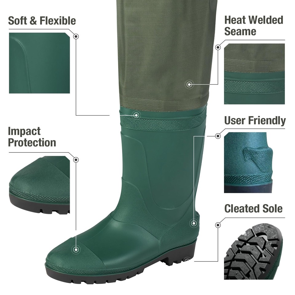 Hip Waders for Men & , 2-Ply Nylon/PVC Waterproof Hip Boots, Fishing ...