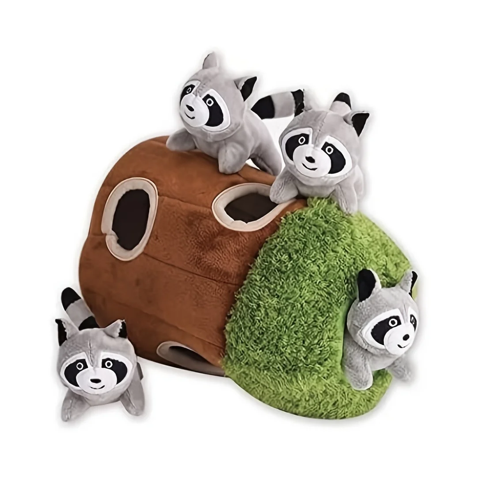 1Pc Raccoon in Tree Design Pet Grinding Teeth Squeaky Plush Toy ...