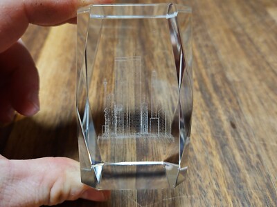 I Love N.Y.C. 3D Laser Etched Glass Paperweight w/WTC Twin Towers ...