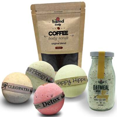 Luxury Bath Bomb Soak & Body Scrub Gift Set includes Coffee Scrub Soak ...