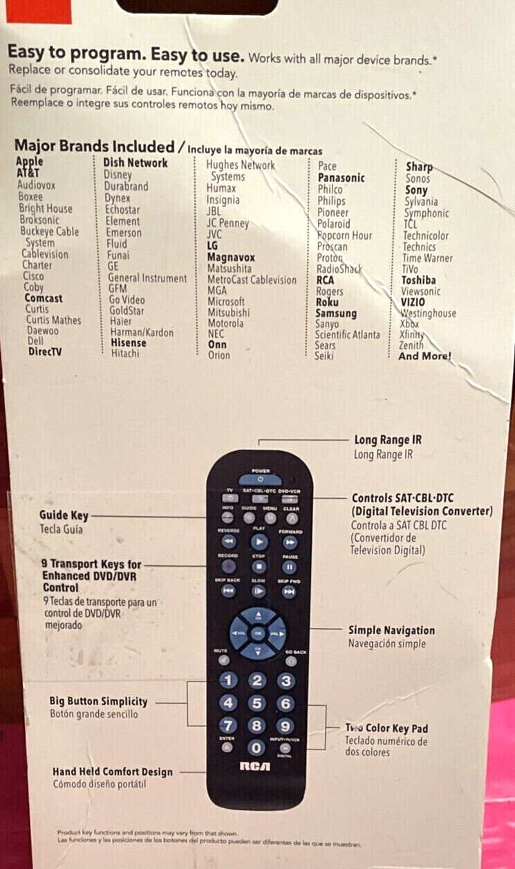 RCA PLATINUM PRO Universal Remote RCR3273 3 Device TV DVD VCR DVR Fast ...