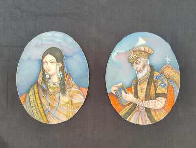 Mughal Emperor Bahadur Shah Zafar Empress Zeenat Mahal Miniature ...