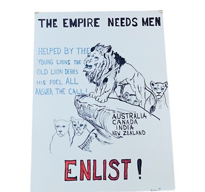 WW2 Poster Print Art WWII Enlist Empire Lion Needs Men Pat Thompson ...