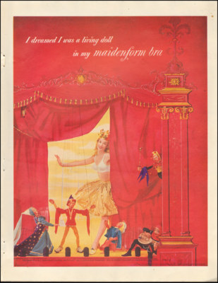 1954 Vintage ad for maidenform bra`retro fashion pretty model puppets ...
