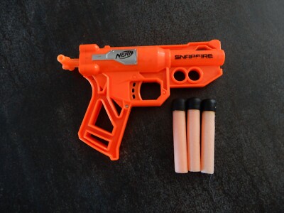 Nerf Snapfire Orange Snap fire Pistol With 3 Darts Tested and Working ...