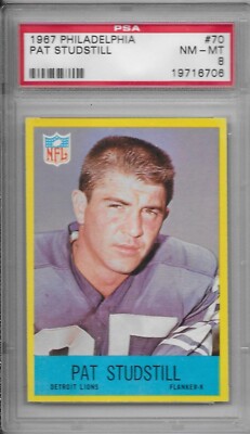 1967 PHILADELPHIA FOOTBALL Pat Studstill #70 PSA 8 NM-MT Detroit Lions ...