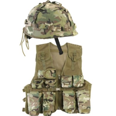 BOYS ARMY SOLDIER COSTUME KIDS ASSAULT VEST & HELMET OUTFIT FANCY DRESS ...