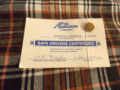 Vtg AMERISURE COMPANIES Michigan Mutual Insurance Safety Award CARD ...