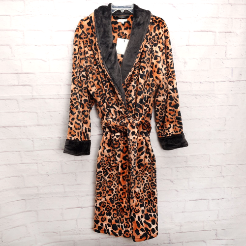 Anne Klein Women's Cheetah Print Long Sleeve Robe Size L/XL Black Brown ...