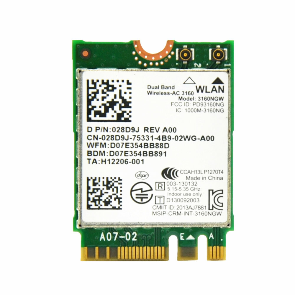 Intel Dual Band Wireless-AC 3160 3160NGW 802.11AC WiFi + Bluetooth 4.0 ...