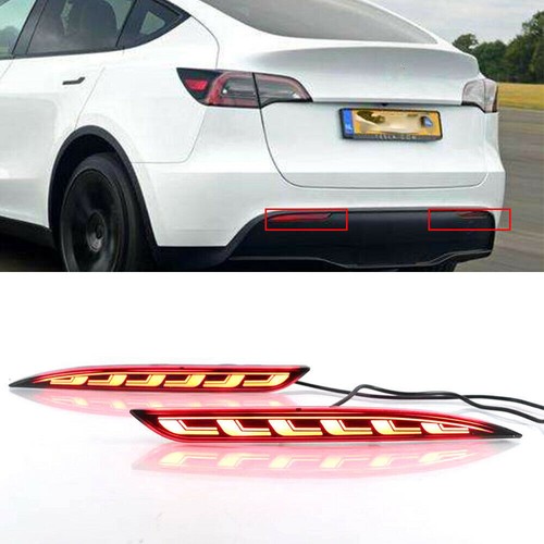 For Tesla Model Y 2020~2023 Smoke LED Rear Bumper Fog Lights Brake ...