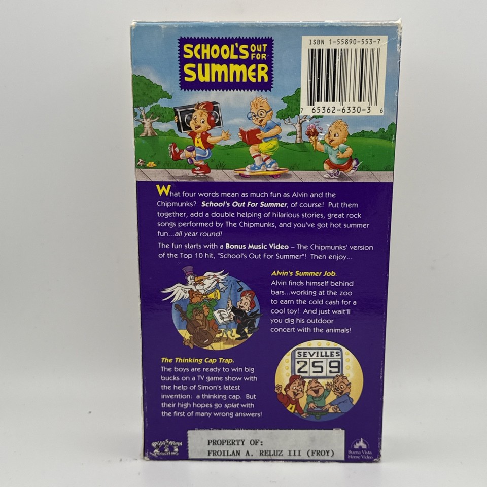 Alvin and the Chipmunks Video/Audio Funpack - Schools out for Summer (VHS, 1994) 765362633036| eBay