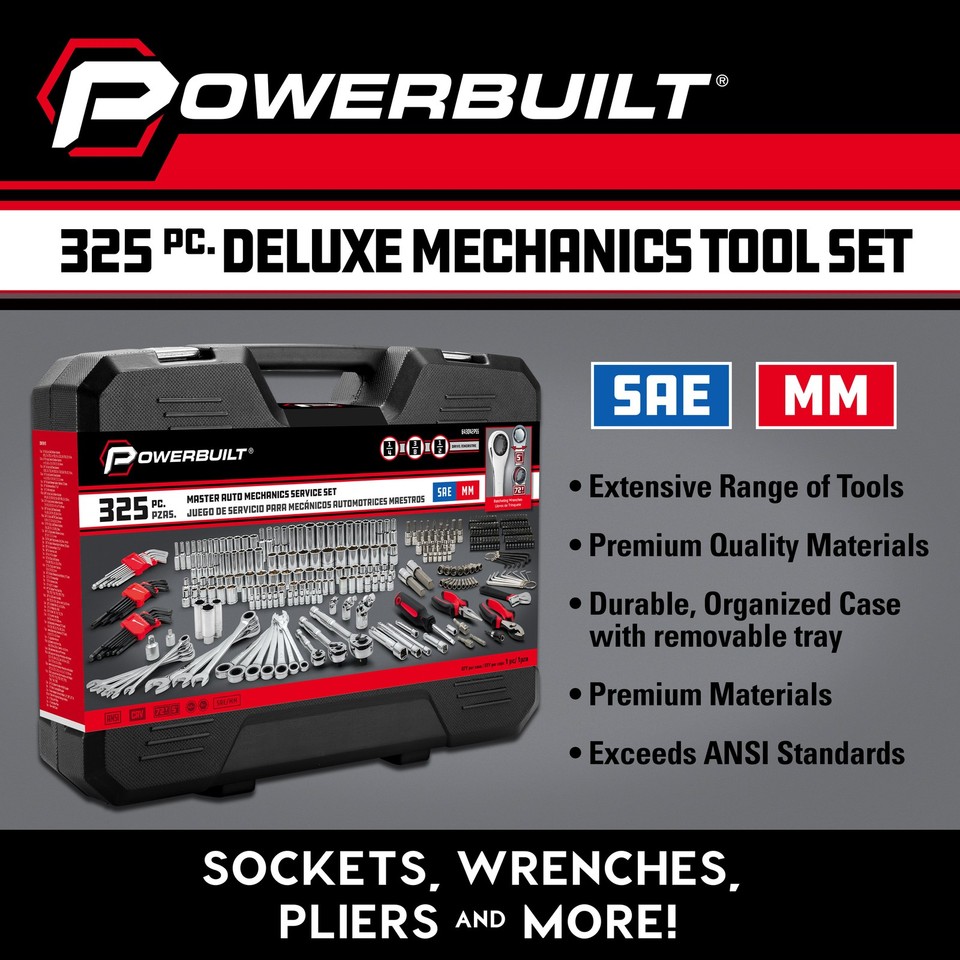 Powerbuilt 325 Piece Deluxe Mechanics Tool Set - 643042ECE | eBay