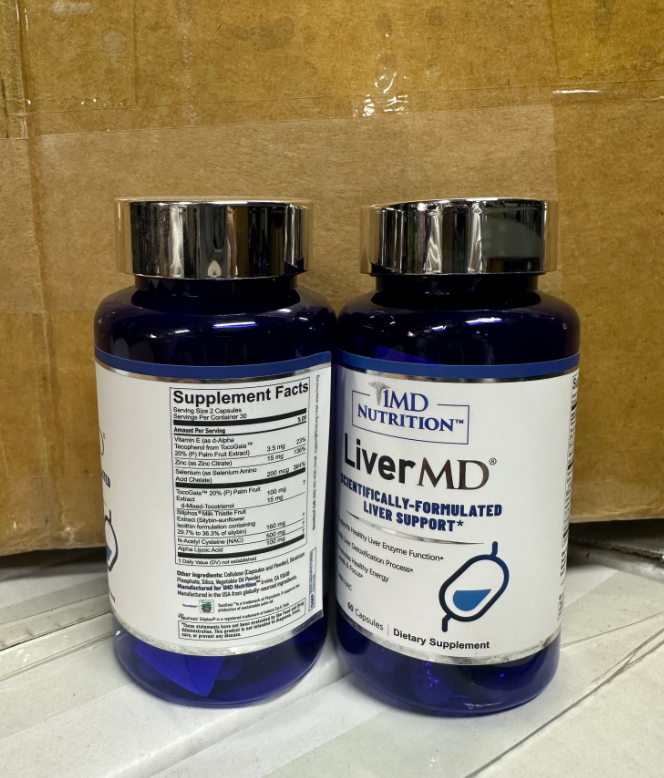 2 PACK 1MD Nutrition LiverMD support healthy liver, 60 Caplets, Exp 07/ ...