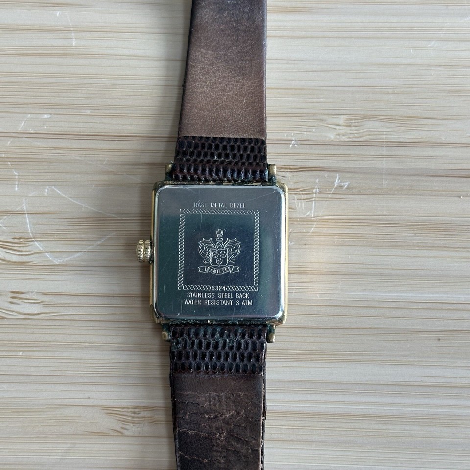 80’s Hamilton Quartz 4 Jewel Gold Square Face Men’s Tank Wrist Watch | eBay